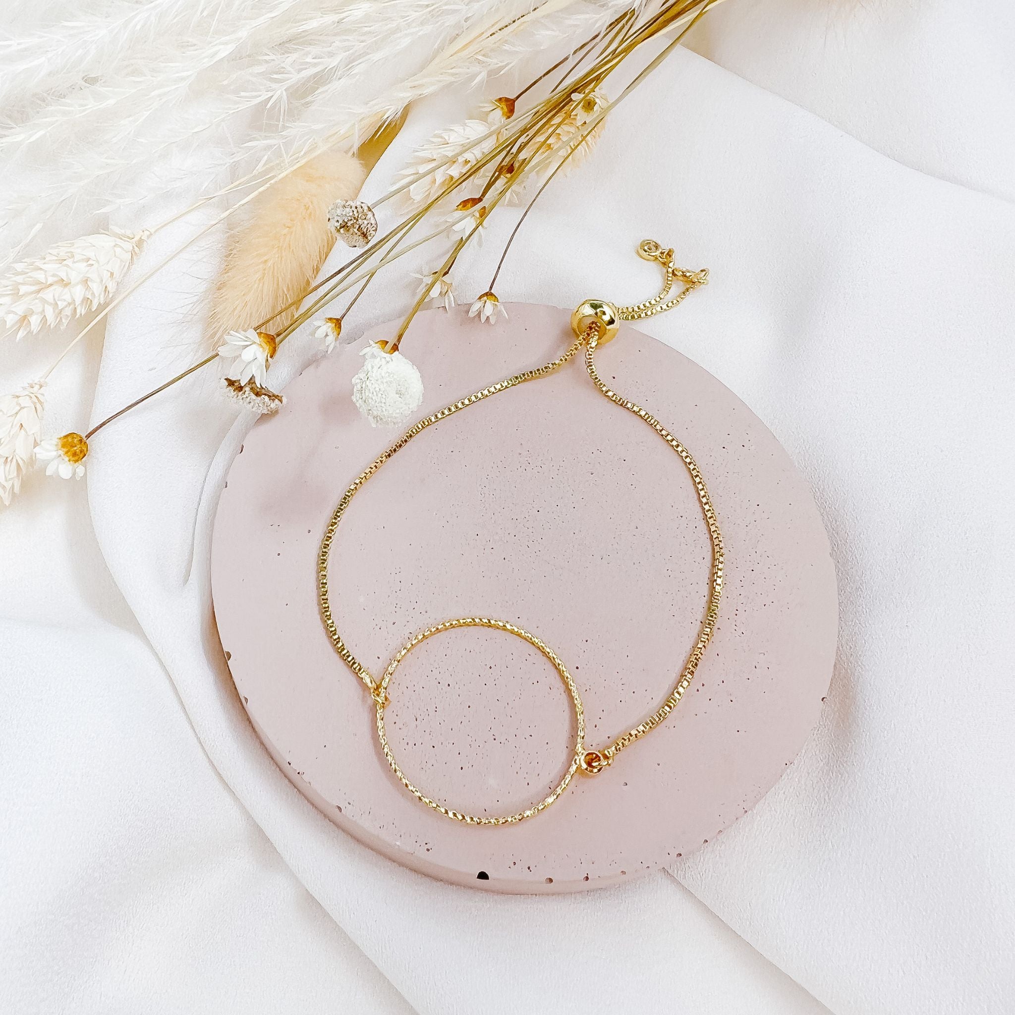 Gold Circle Adjustable Bolo Style Bracelet - Reminded Designs